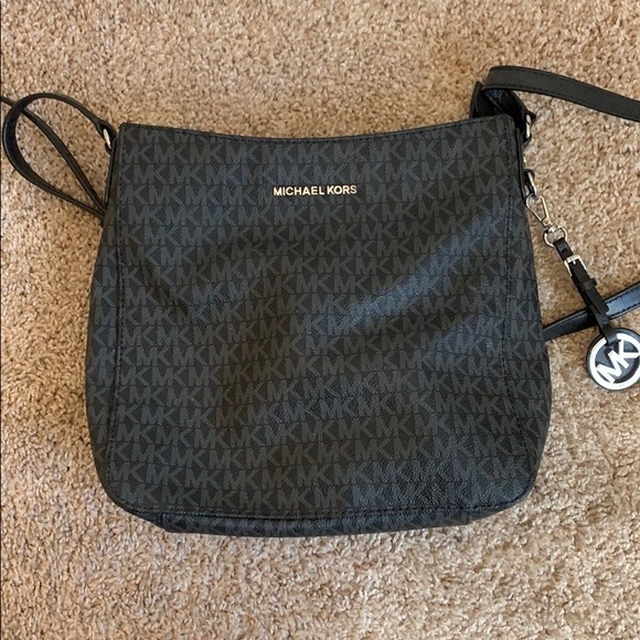 Bags | Michael Kors Crossbody Mk Grey Blk Logo | Poshmark